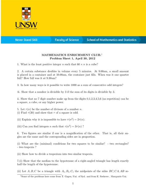 Mathematics Enrichment Club Problem Sheet 1 Schemes And Mind Maps