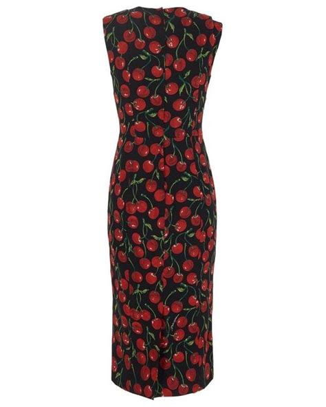 Dolce Gabbana Cherry Print Midi Dress In Red Lyst