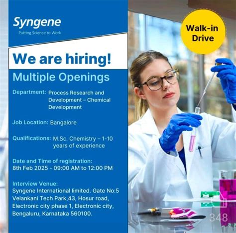 Syngene Walk In Drive Multiple Openings On 8th February 2025 Career