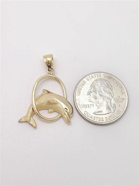 Vintage 14k Yellow Gold Leaping Dolphin Pendant Gem