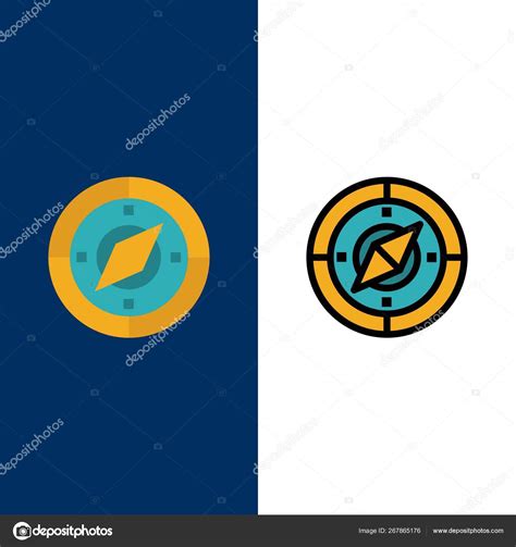 Navigation Navigator Compass Location Icons Flat And Line F Stock
