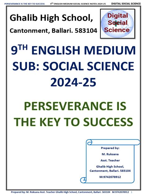9th English Medium Social Science Notes 2024 25 Download Free Pdf