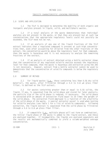 Epa Method 1311 Pdf Download Free Pdf Filtration Solid