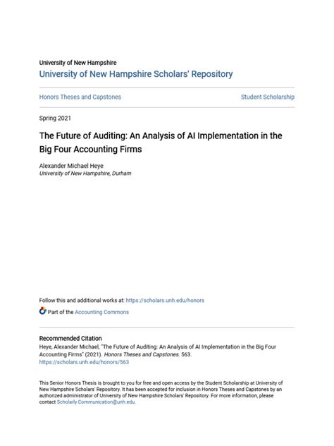 The Future Of Auditing An Analysis Of Ai Implementation In The B Pdf Artificial