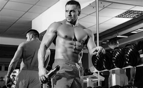 Man In Gym Muscular Man Doing Crossfit Young Man Working Out At Crossfit Gym Athletic Guy