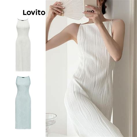 Lovito Elegante Vestido Feminino Liso Plissado L86ED203 Shopee Brasil