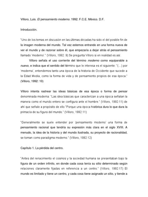 El Pensamiento Moderno L Villoro Pdf Democracia Ideologías