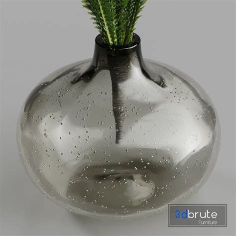 H18 Gray Tinted Bubble Glass Drop Vase With Fern 3d Model Buy Download
