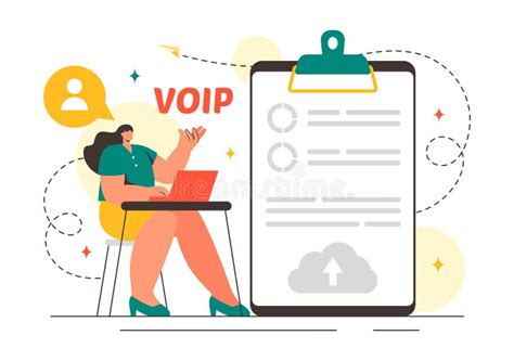 Voip Or Voice Over Internet Protocol Vector Illustration With Telephony