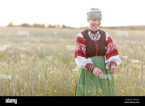 Woman In Traditional Seto Estonian Folk Costumes Dressed For