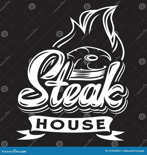 Vector Black And White Template For Steak House With Calligraphic