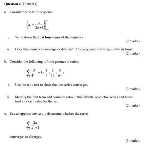 solved question 4 12 marks a consider the infinite