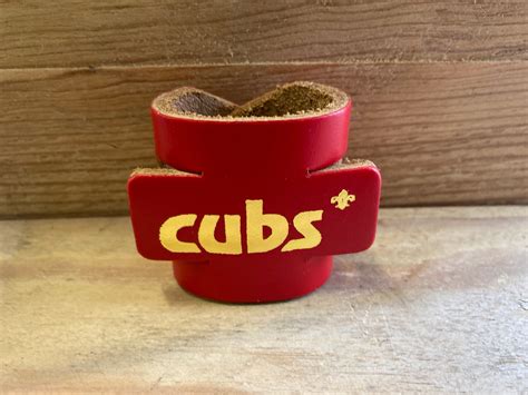 3d Cub Scout Uk Leather Woggle Handmade Woggle With Gold Print £2