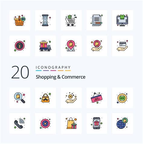 20 Shopping And Commerce Line Filled Color Icon Pack Like Sticker Badge
