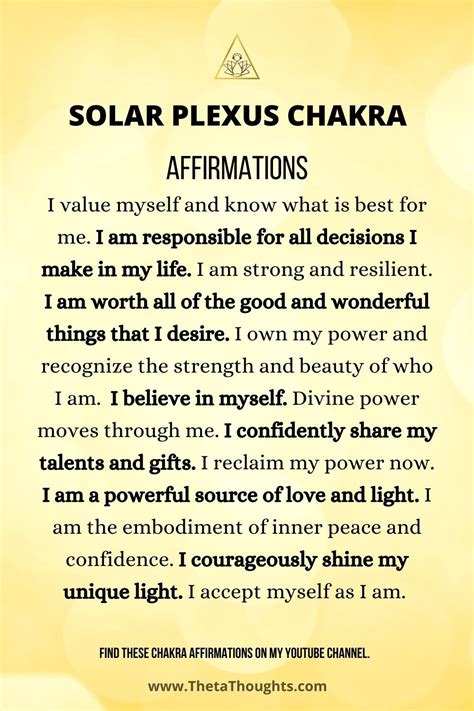 Positive Affirmations Solar Plexus Chakra Chakra Affirmations Healing Affirmations Chakra