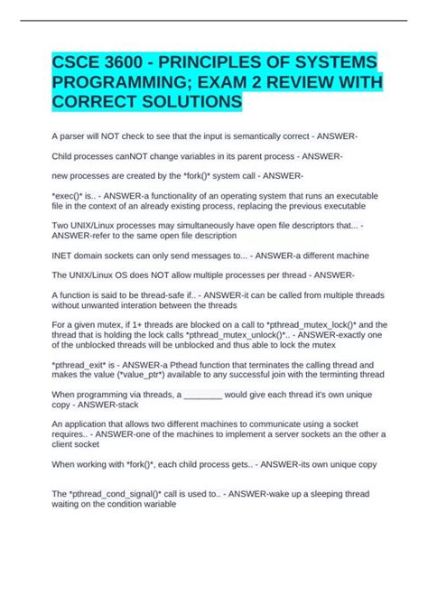 Csce 3600 Principles Of Systems Programming Exam 2 Review With