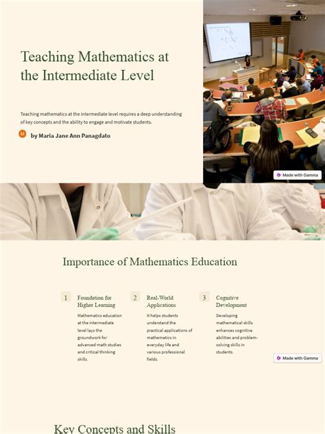 teaching mathematics at the intermediate level pdf mathematics