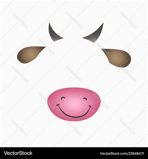 Cow Face Elements Ears Horns Nose And Mouth Vector Image