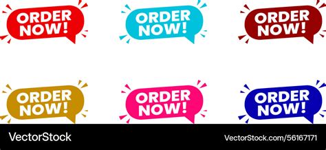 Collection Of Six Colorful Order Now Speech Bubble