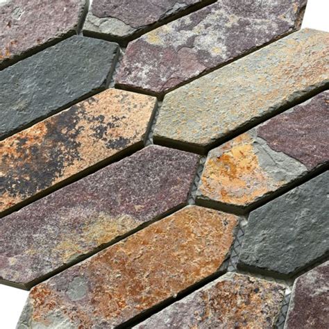 Picket Design Slate Mosaic Tile Backsplash Mosaic Tile