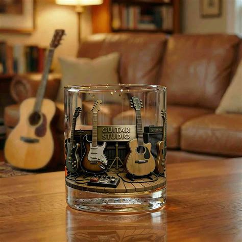 Personalized Guitar Whiskey Glass T For Guitarist Men Facamart