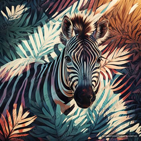 Ai创作图斑马纹叶子 印花 昵图网