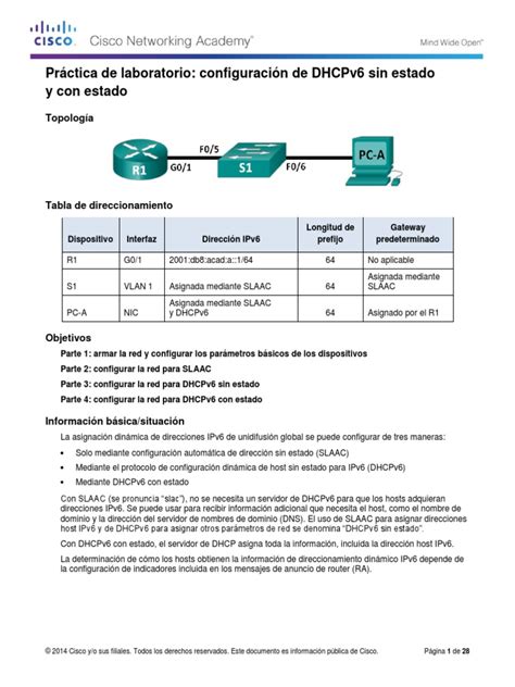 10 2 3 5 Lab Configuring Stateless And Stateful Dhcpv6 Pdf Yo Pv6 Transmisión De Datos
