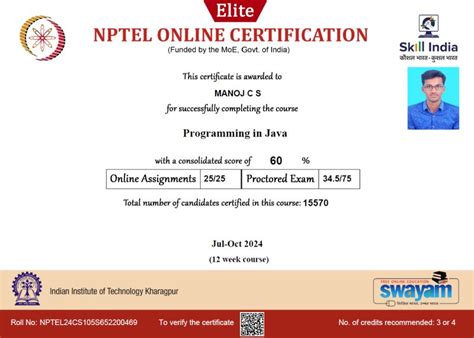 Manoj C S On Linkedin Nptel Java Nptel Java Iitk Coding