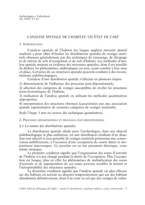 Pdf Lanalyse Spatiale De Lhabitat Un