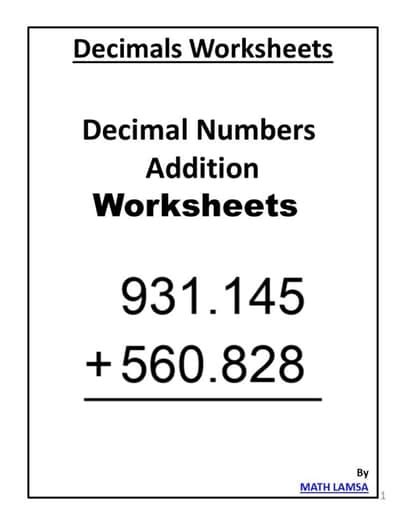 decimals worksheets decimal numbers addition worksheets vertical