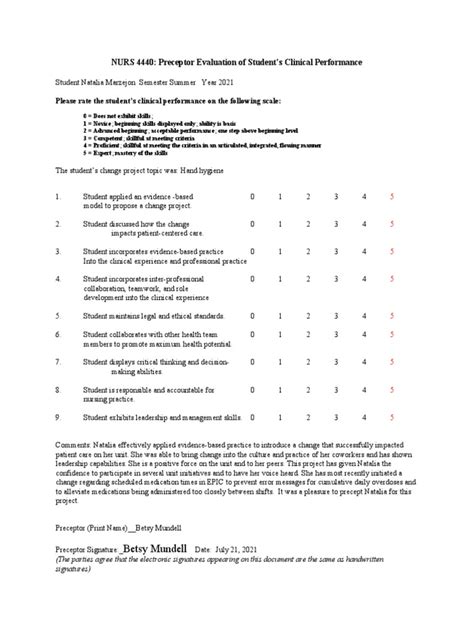 Preceptor Evaluation Of Clinical Performance Pdf Evidence Based