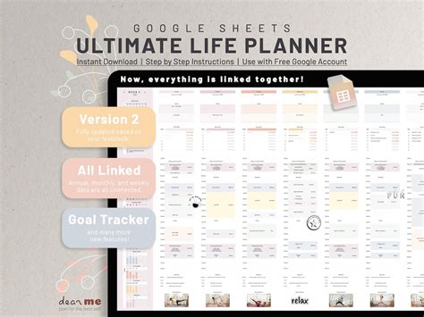 Google Sheets Life Planner Daily Schedule Task Tracker Digital Planner Spreadsheets Etsy
