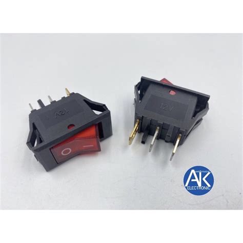 สวิตช์ สวิทช์ Sw กระดก ไฟ Dc 12v มีไฟ สีแดง 3 ขา เปิด ปิด On Off