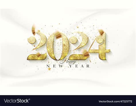 Golden Glitter Number 2024 Greeting Royalty Free Vector