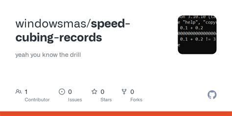 Github Windowsmas Speed Cubing Records Yeah You Know The Drill
