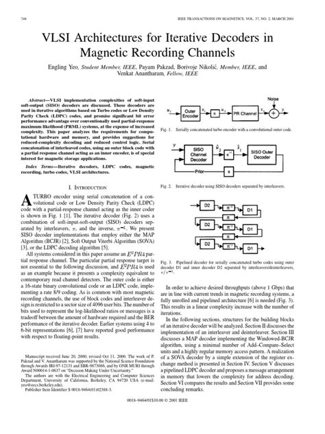 vlsi architectures for iterative decoders in magnetic recording