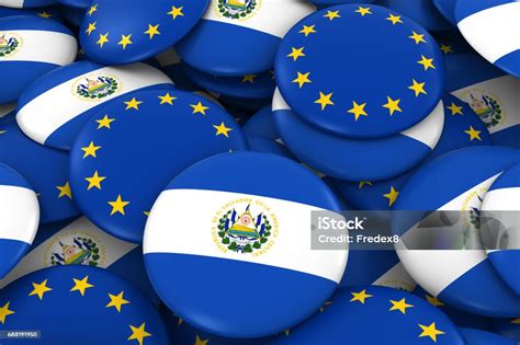 엘살바도르와 유럽 배지 배경엘살바도르와 유럽 깃발 버튼 3 차원 일러스트 레이 션의 더미 0명에 대한 스톡 벡터 아트 및 기타 이미지 0명 3차원 형태 개념 Istock