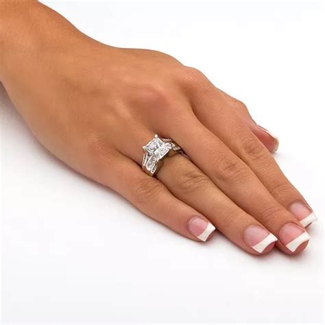 Diamonart® Womens 4 34 Ct Tw White Cubic Zirconia Platinum Over