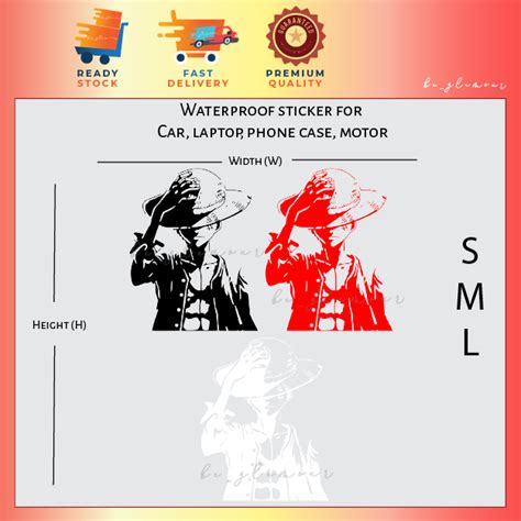 D4 Luffy Sticker Mugiwara One Piece Reflective Kereta Stiker Pantulan