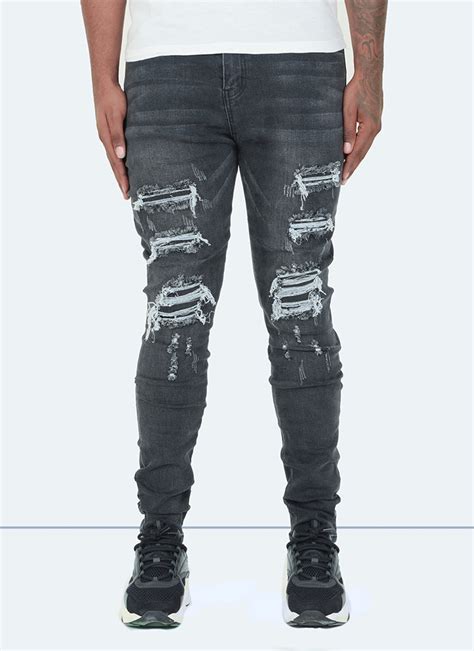 Ripped And Repaired Jeans Grey N V L T Y