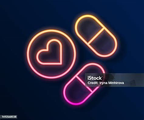 Ligne Néon Brillante Icône De Pilule Ou De Comprimé De Médicament