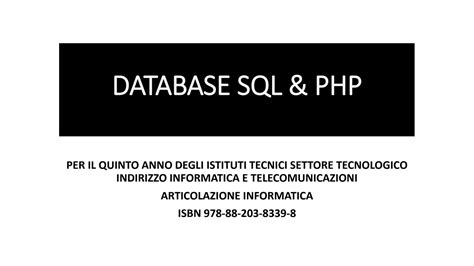 SOLUTION DATABASE SQL PHP Unità 1 Lez 7 12 Progetto di database