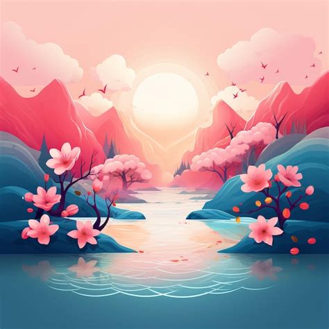 Gradient Spring Illustration Premium Ai Generated Image