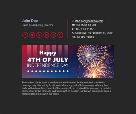 Happy 4th Of July Email Signature Celebration Time Mail