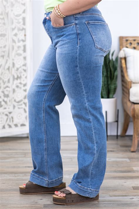 Risen Medium Wash High Rise Straight Jeans · Filly Flair