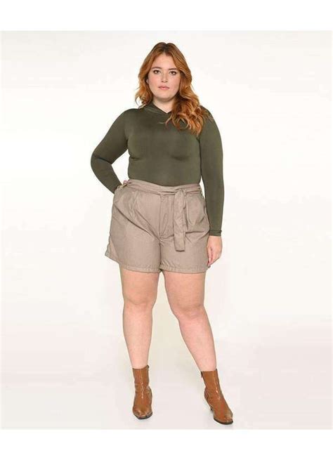 Shorts Feminino Plus Size Feminino Clochard Marrom Marron Razon Jeans