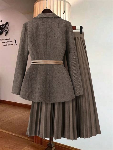 Shein Privé 2024 New Fashion Womens Suit Set Retro Style Suit Jacket