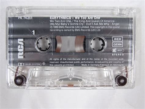 Eurythmics We Too Are One Cassette Album Top Hat Records