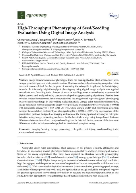 Pdf High Throughput Phenotyping Of Seedseedling Evaluation Using