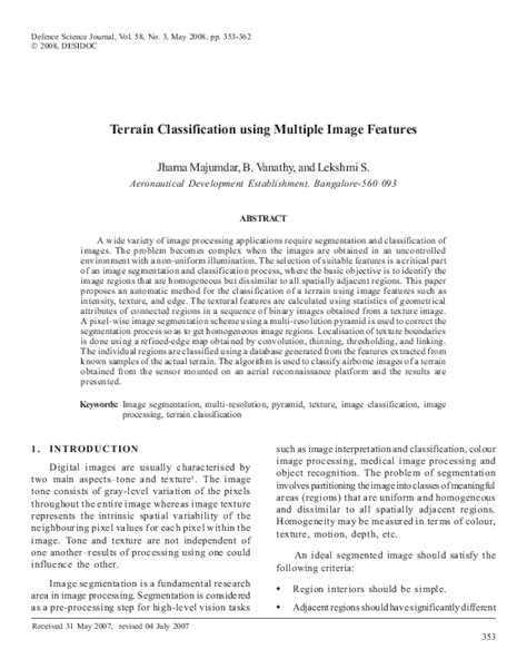 pdf terrain classification using multiple image features